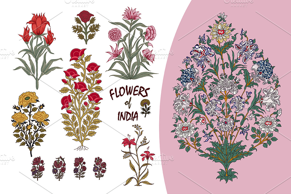 Vector Indian floral motifs, an Illustration by StabuLaRasa illustration