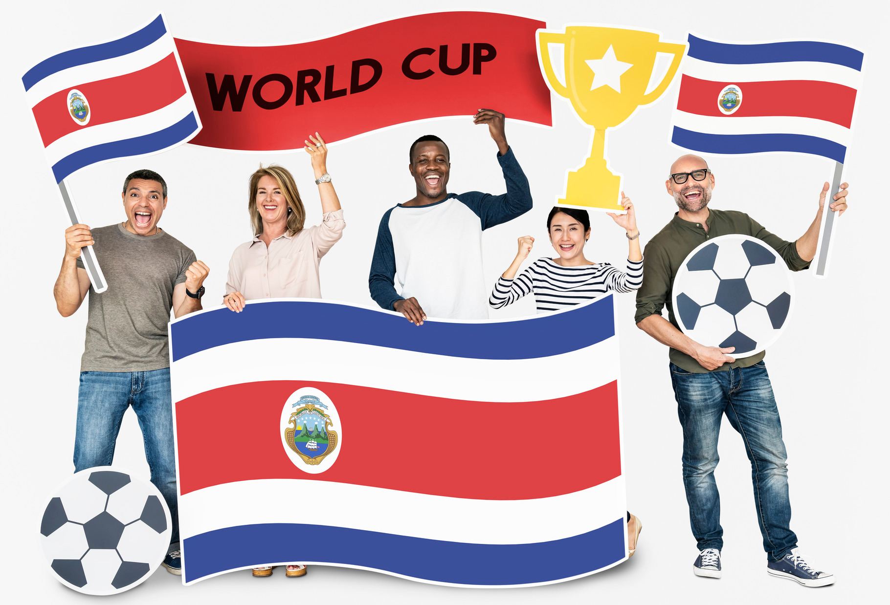 football fans hold flag Costa Rica, a Photo by rawpixel
