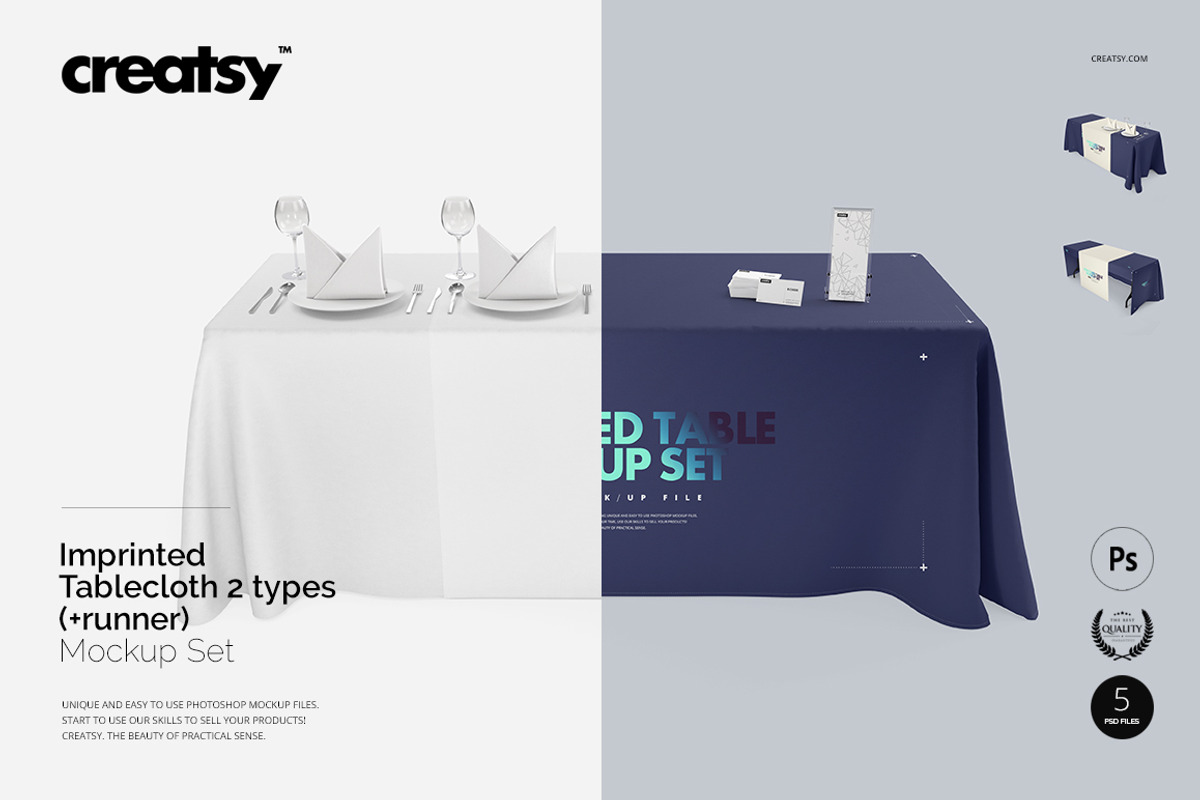 Imprinted Tablecloth Mockup Set, a Product Mockup by creatsy5