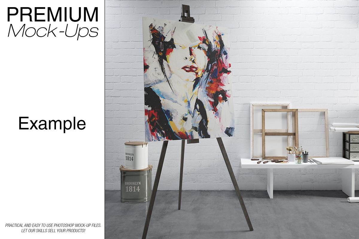 Easel with Canvas - Many Sizes, a Print Template by mock-ups