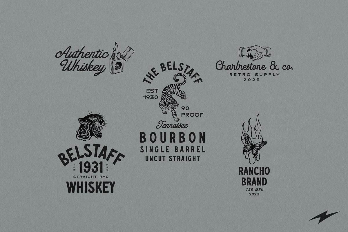 20 Retro Apparel Logos + Extra, an Education Illustration by Davide Bassu