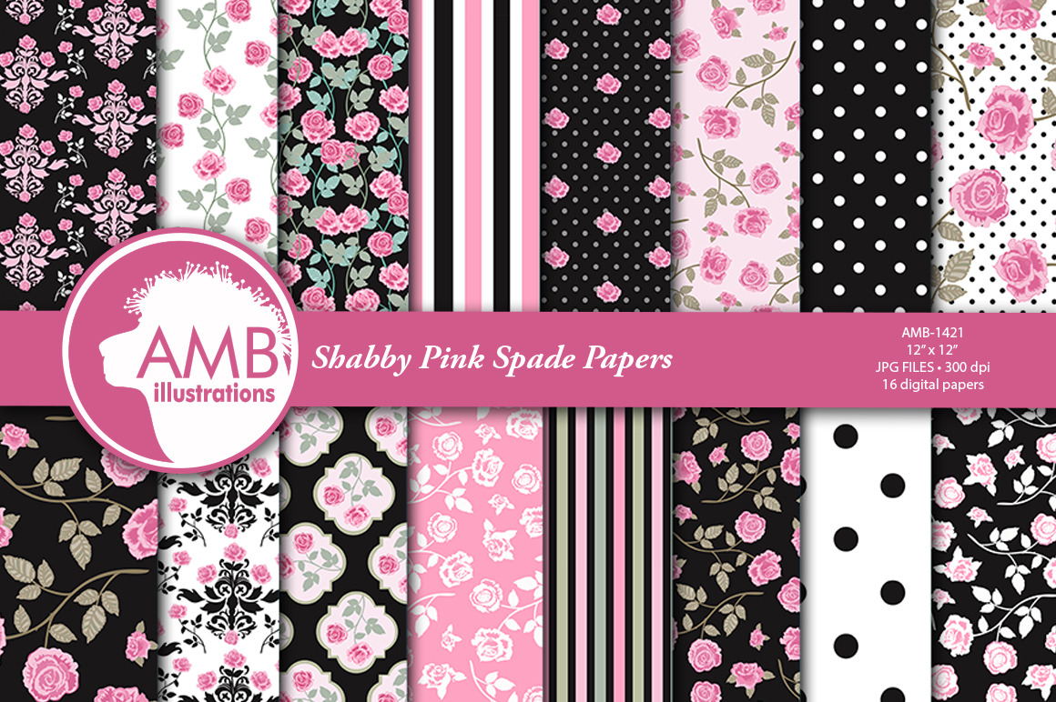 Pink Roses Papers 1421, a Pattern Graphic by AMBillustrations