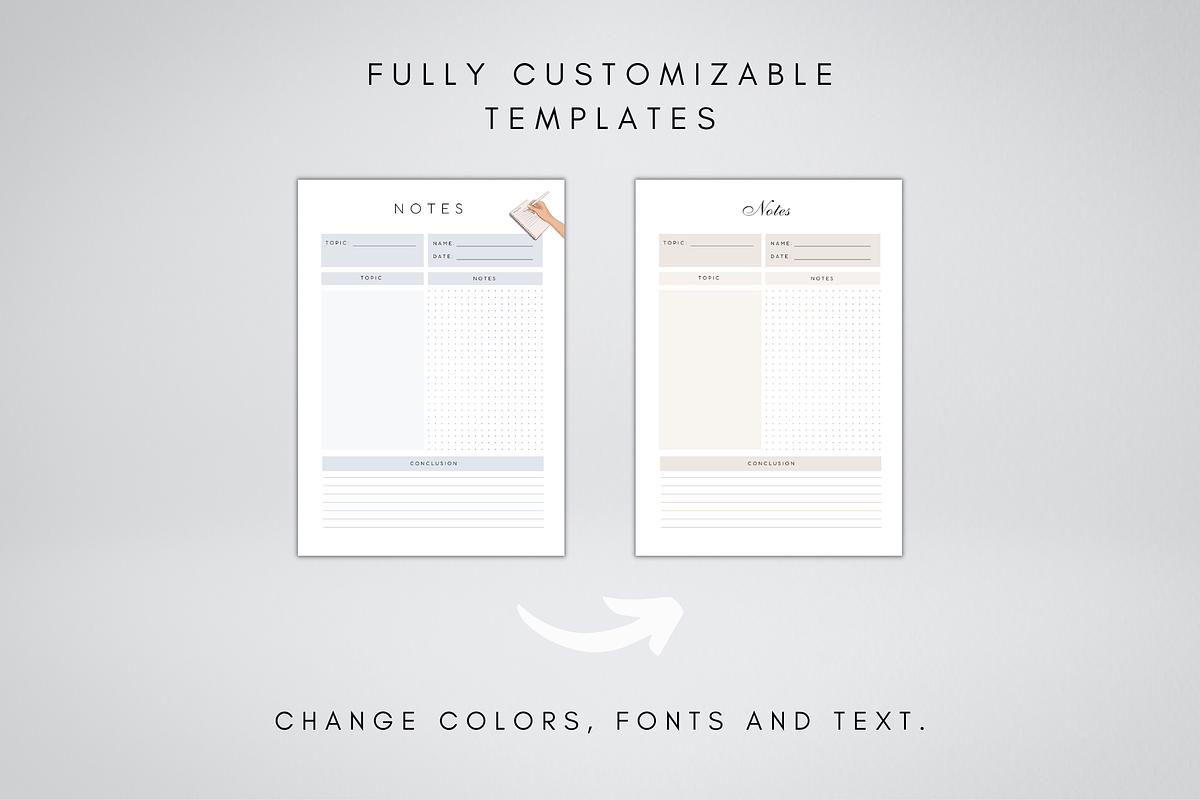 Digital Cornell Note Pages Printable, a Stationery Template by BRANDcontent