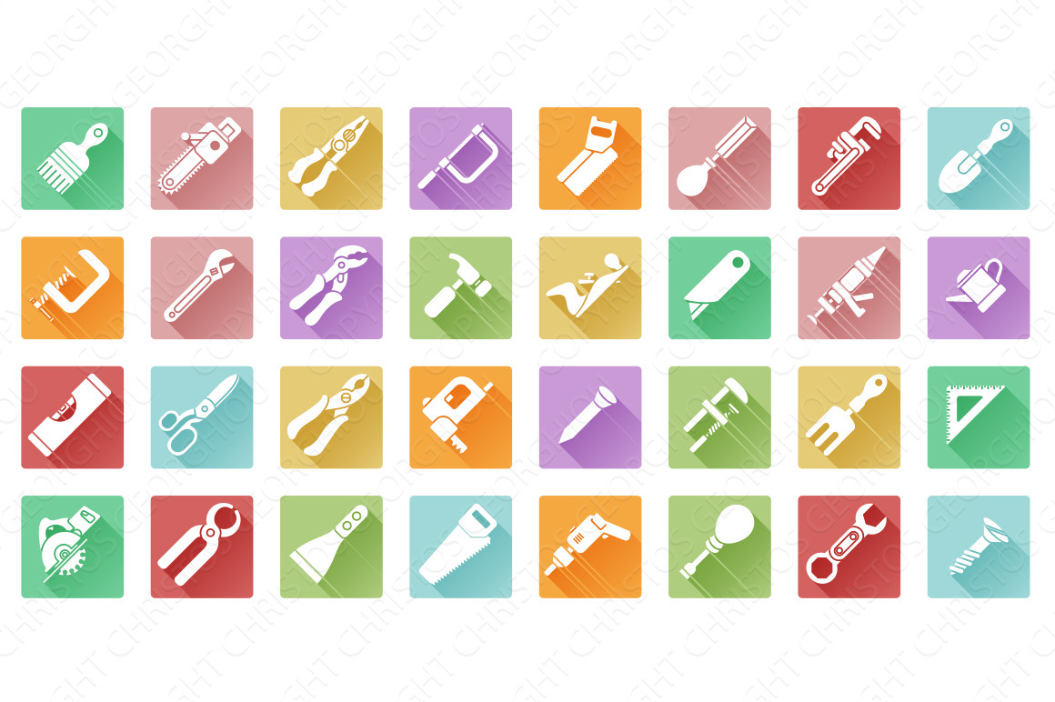 Tool icons flat and simple style, an Icon by Christos Georghiou