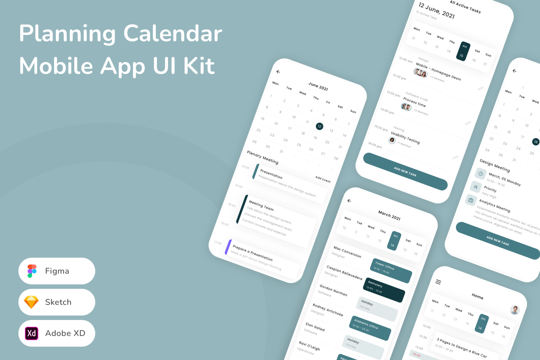 Planning Calendar Mobile App UI Kit | UI Kits and Libraries ~ Creative ...