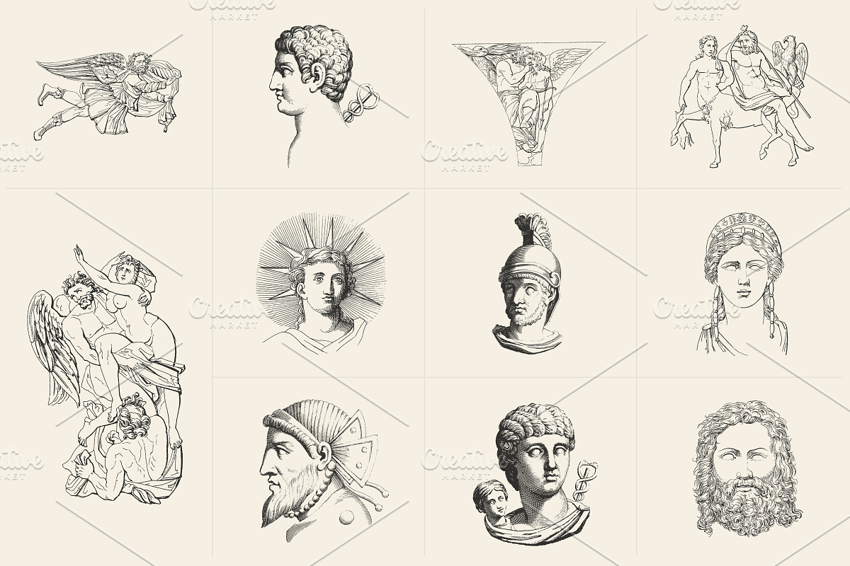 Greek, Roman and Mythology Artwork, a Person Illustration by Century ...