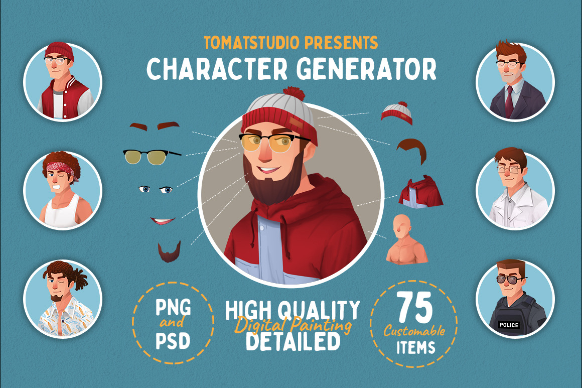 Character Potrait Generator/Creator, an Illustration by tomatstudio