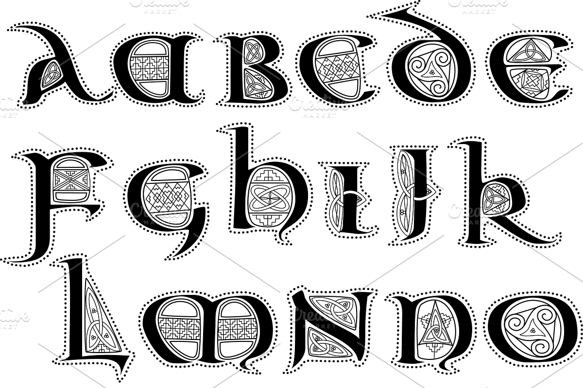 Decorative Celtic Alphabet, a Decorative Illustration by AonCelticArt