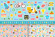 Cute sticker template + pattern, an Illustration by Volyk | Creative Market
