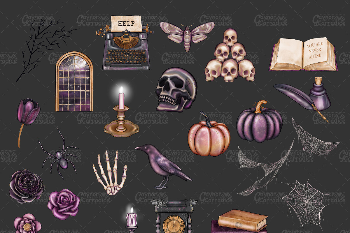 Haunted - Halloween clipart set, an Illustration by Gaynor Carradice ...