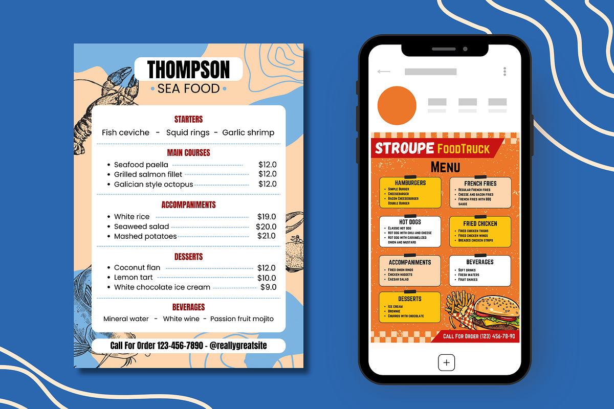 5 Food Menu Templates Canva, a Templates & Theme by TemplateCastleStore