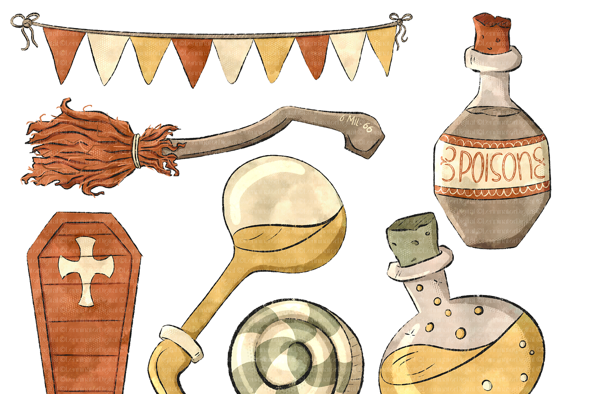 Halloween Party PNG Clipart Set, a Seasonal Illustration by Lenninator ...