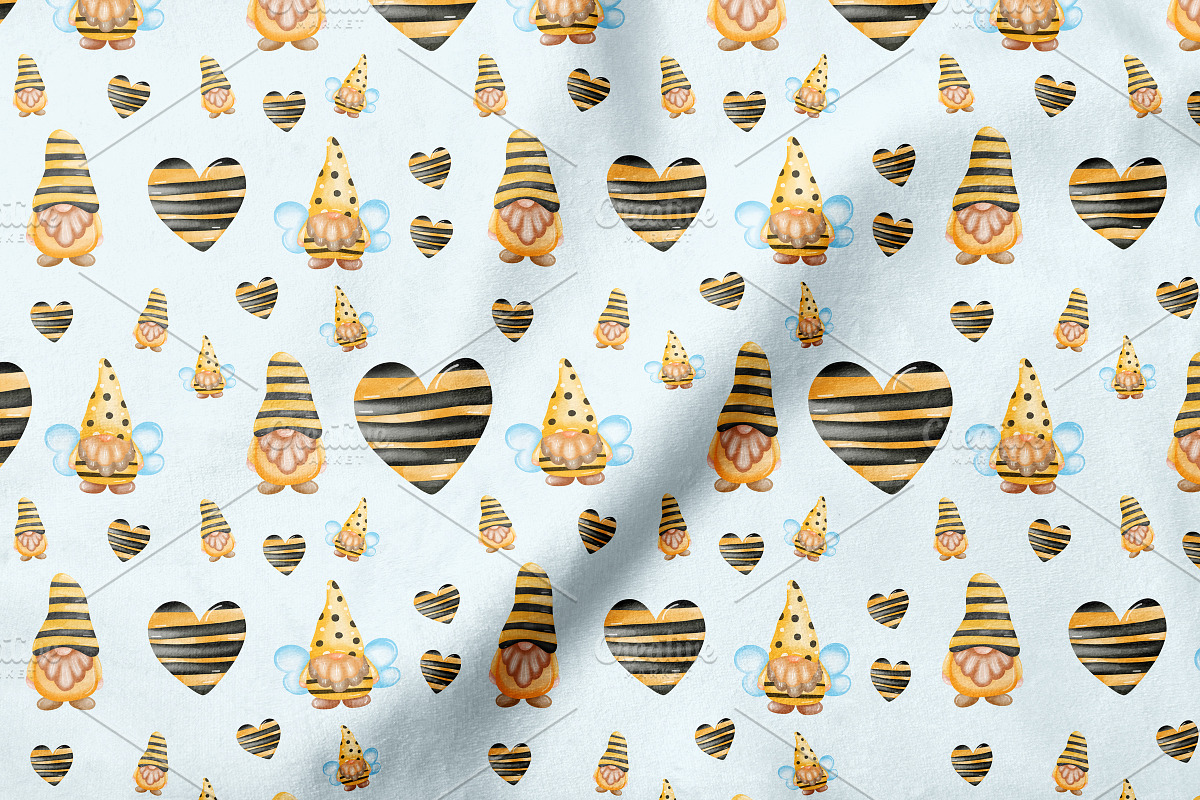 Bee Gnome Watercolor Clipart Bundle