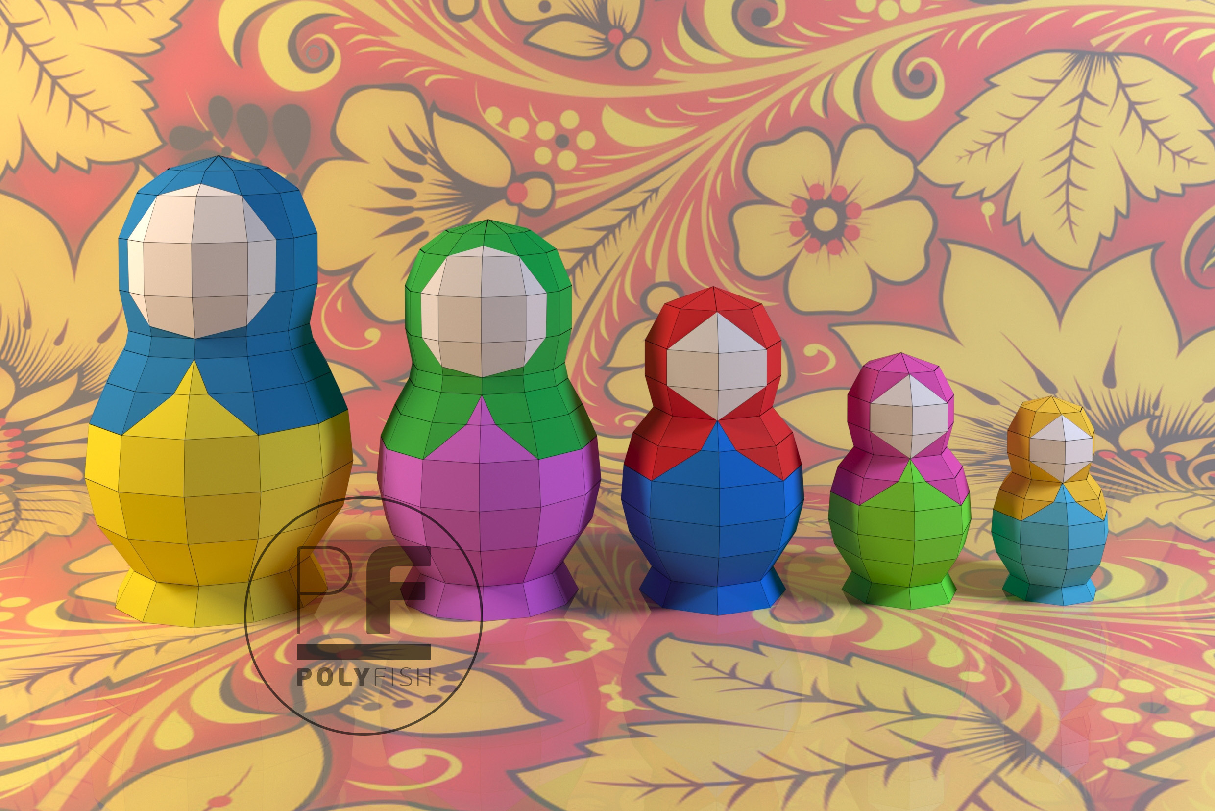 DIY Matryoshka 3D model template, a Graphic by PolyFish