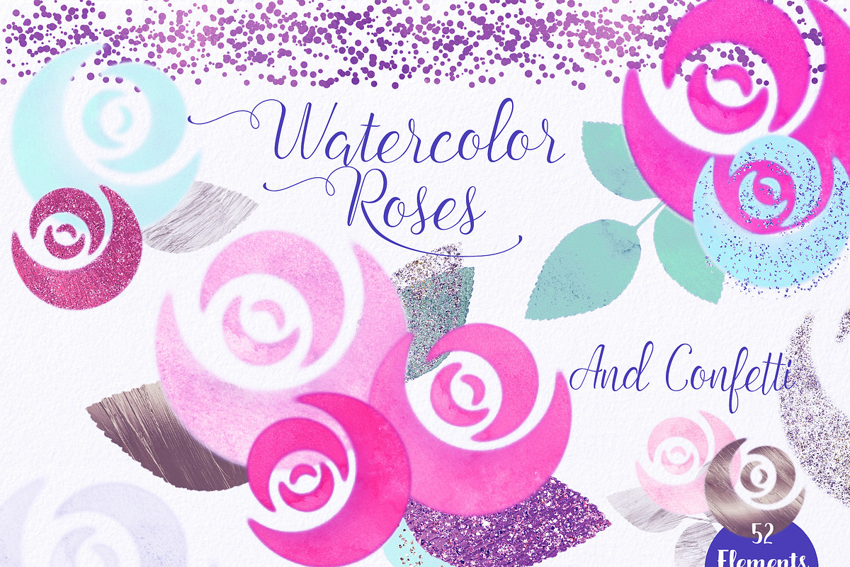 Pink & Rose Gold Floral Rose Clipart, an Illustration by ClipartBrat ...