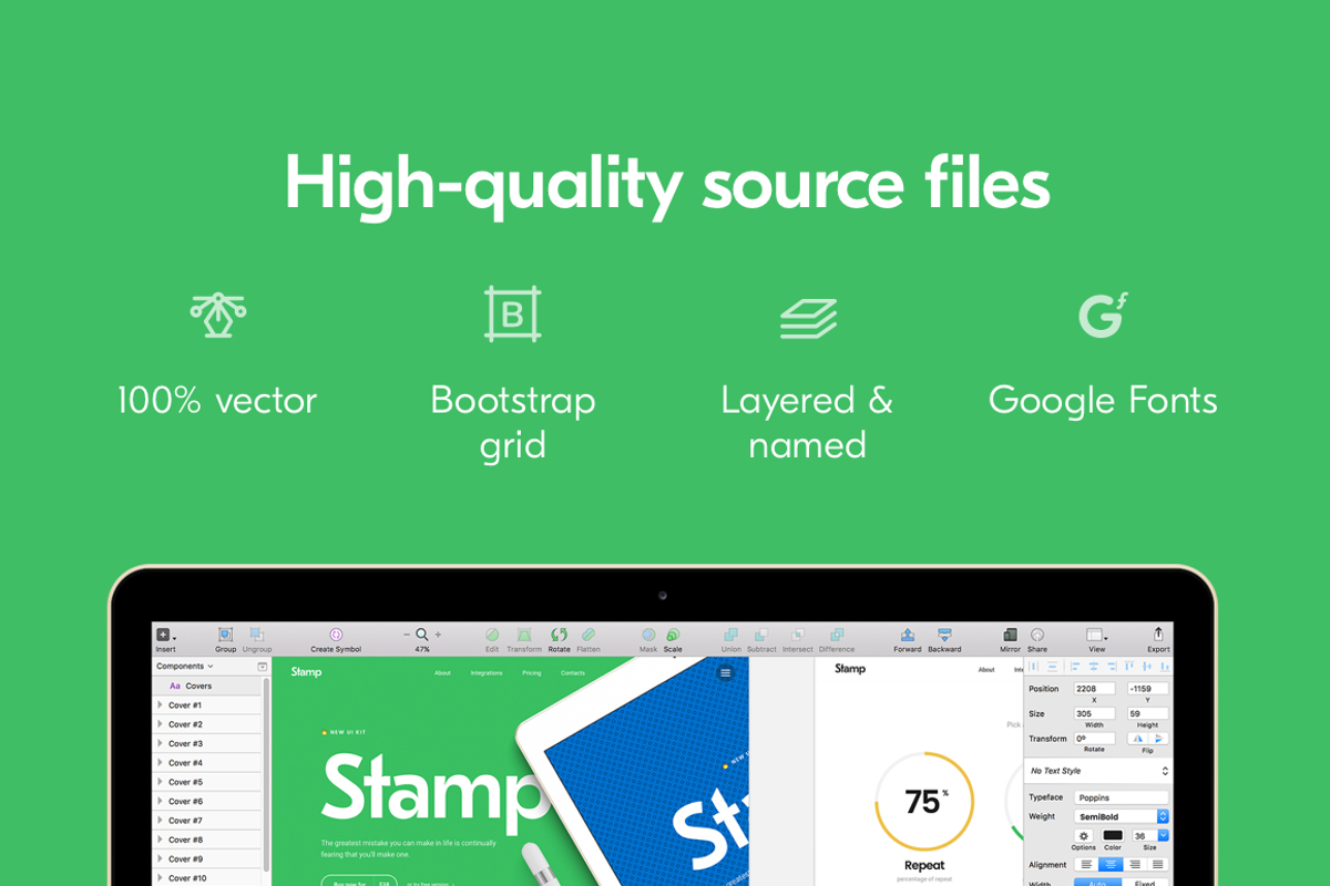 Stamp – UI Cards, an UI Kit Template by Beans UI Goods