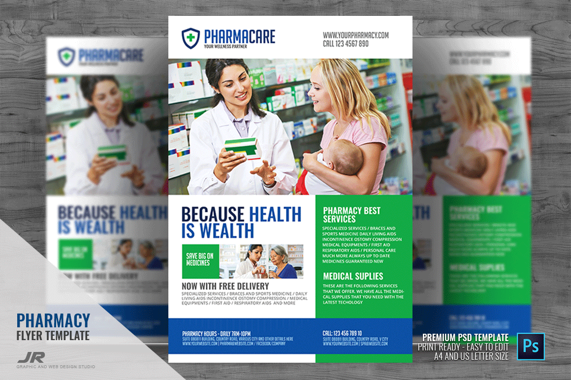 Medical Pharmacy Flyer Design, a Flyer Template by PSDPixel