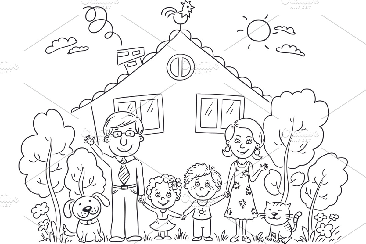Outline cartoon kids illustration, an Illustration by Bubert Art
