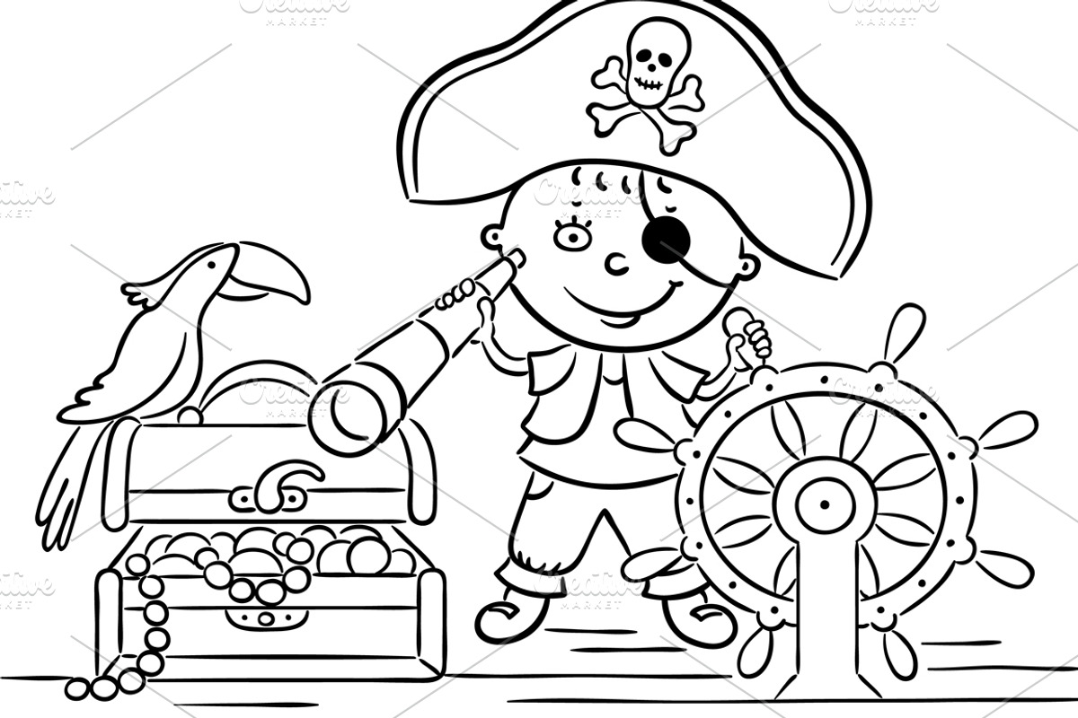 Outline cartoon kids illustration, an Illustration by Bubert Art