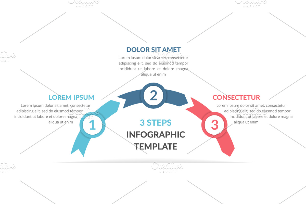 Process Infographics - 3 Steps, a Graphic by PixMarket