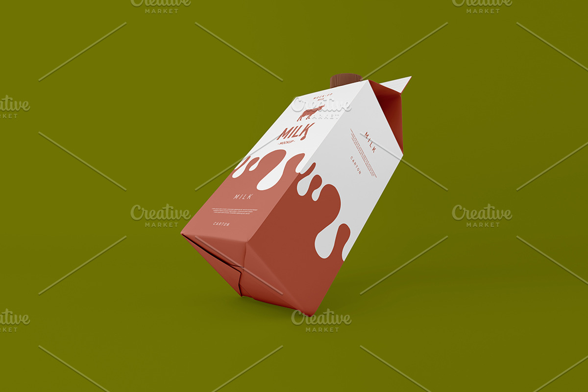 Milk Box Mockup, a Packaging Mockup by Qaleb Studio