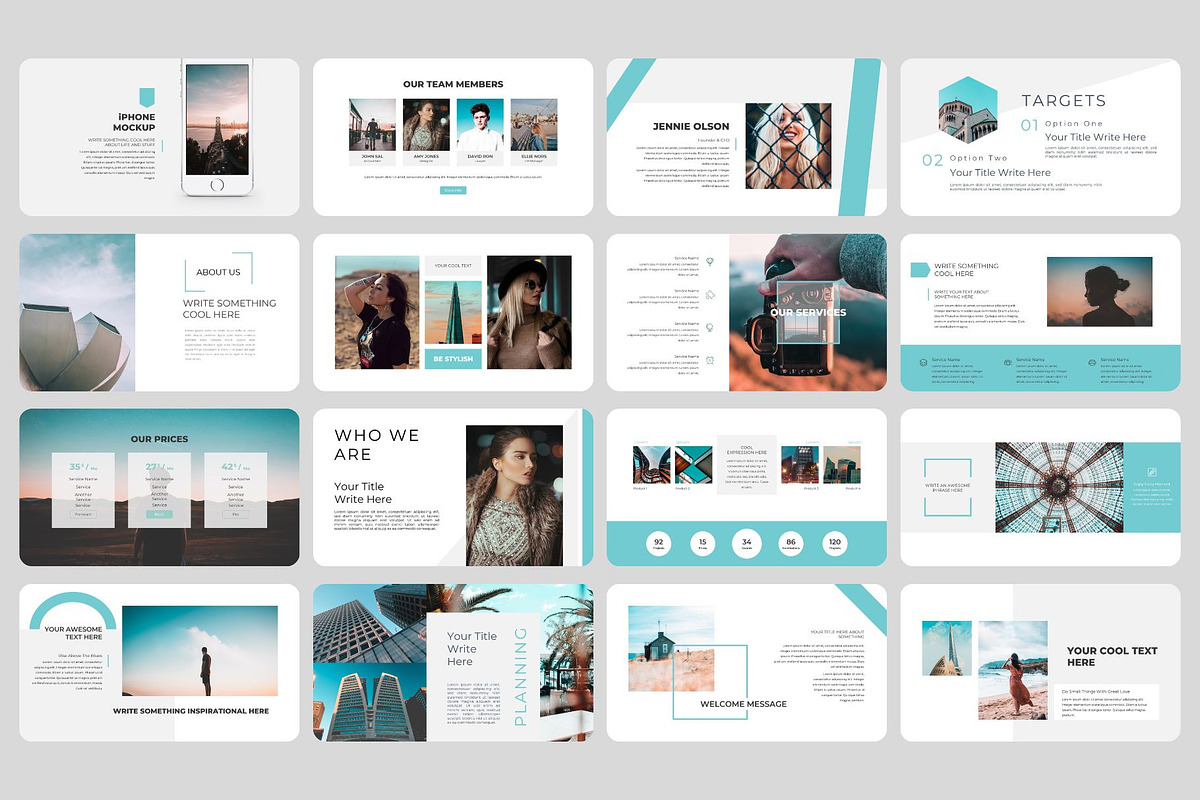 Cyan Powerpoint Template Presentation | Creative Market