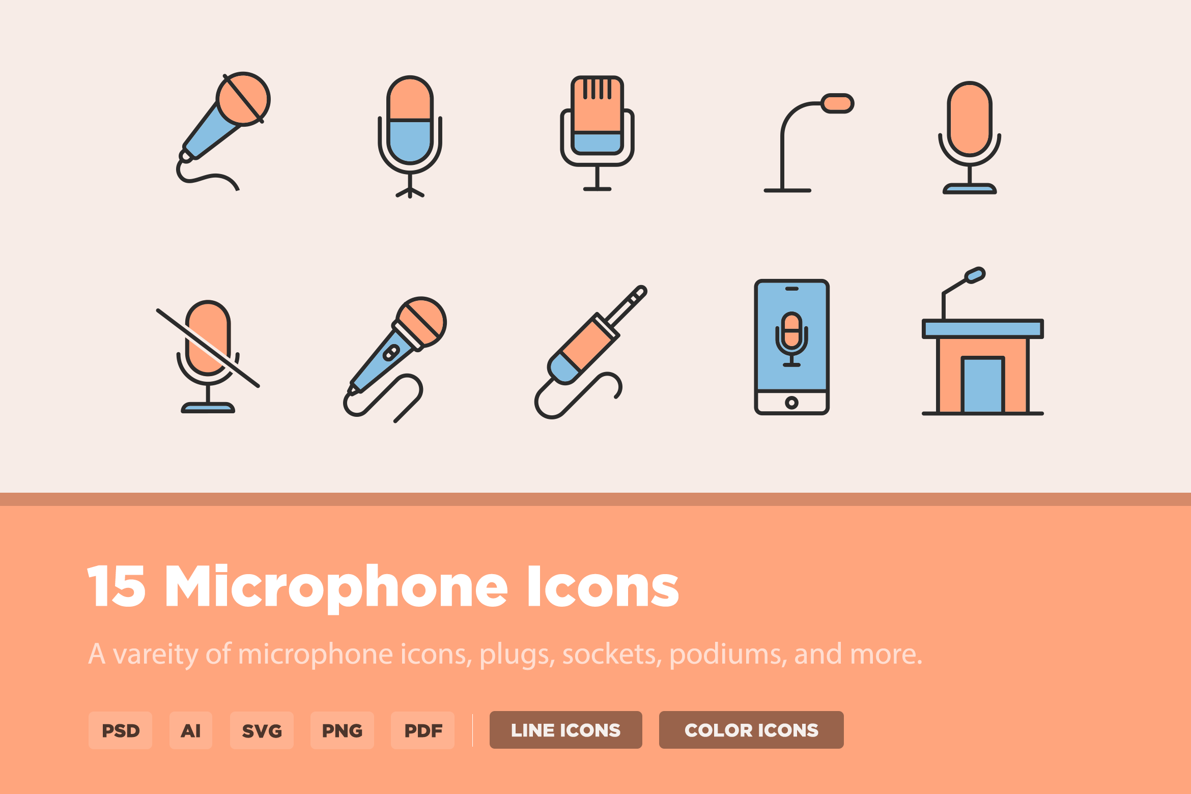 15 Microphone Icons, an Icon by Creative VIP