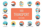 100 Flat Transportation Vector Icons | Icons ~ Creative Market