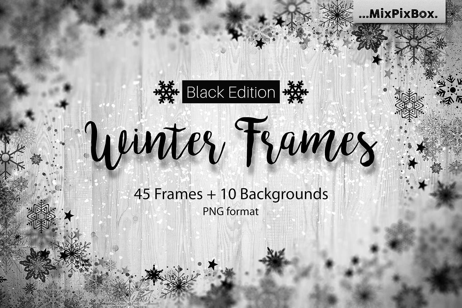 Winter Frames - Black Edition, a Texture Graphic by MixPixBox