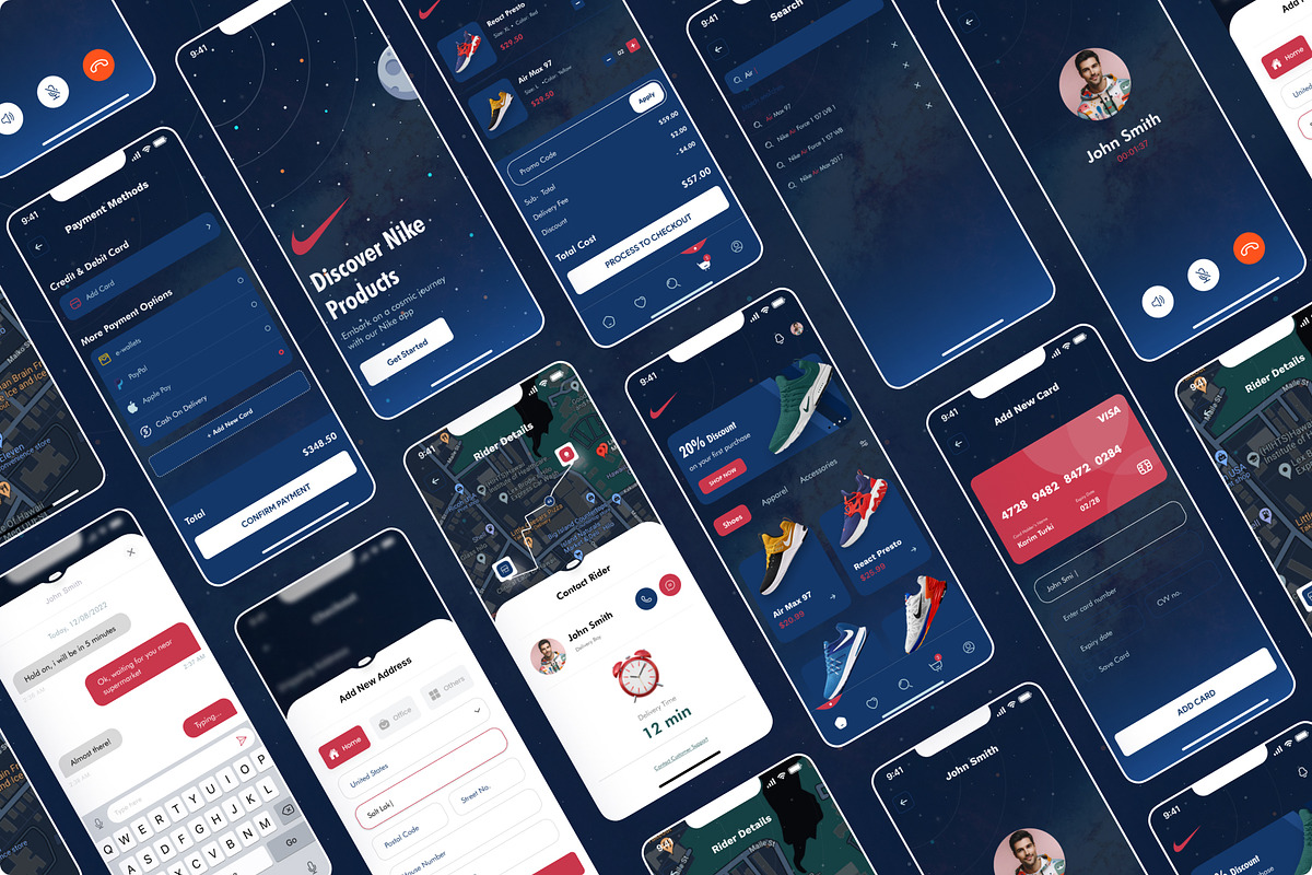 Space Theme Nike App UI UX Design, an UI Kit Template by DesignBox