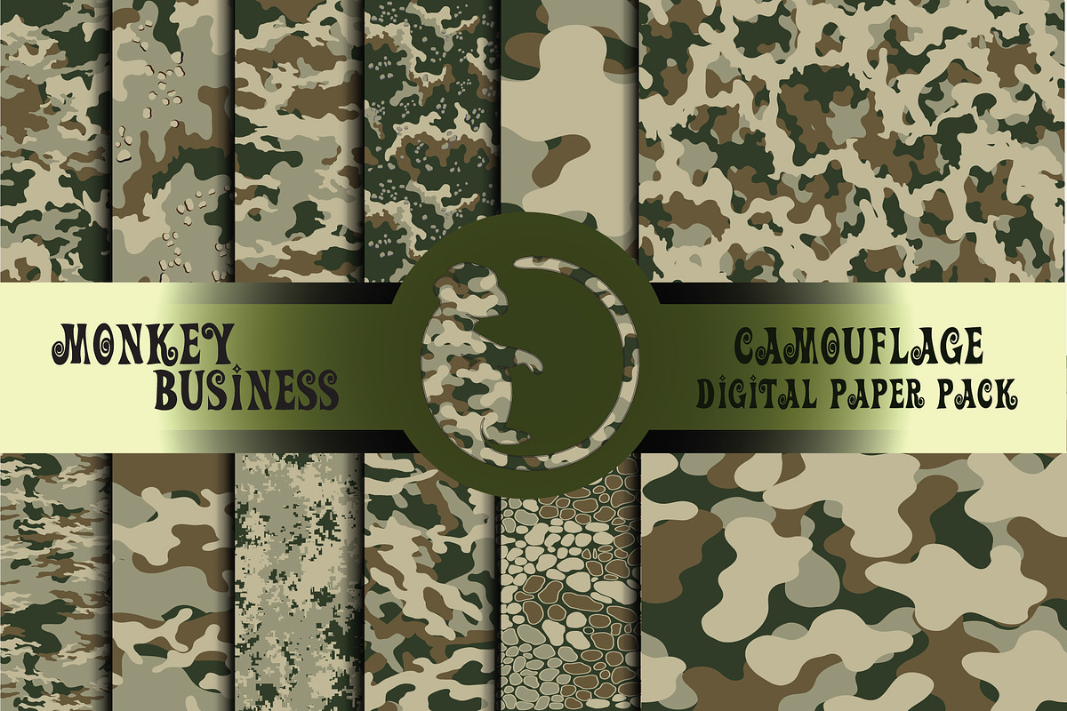 Army camo textures, Instant download, a Pattern Graphic by Monkey Business