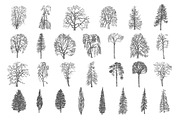 28 Ink trees vector set, a Decorative Illustration by Artha Design Studio