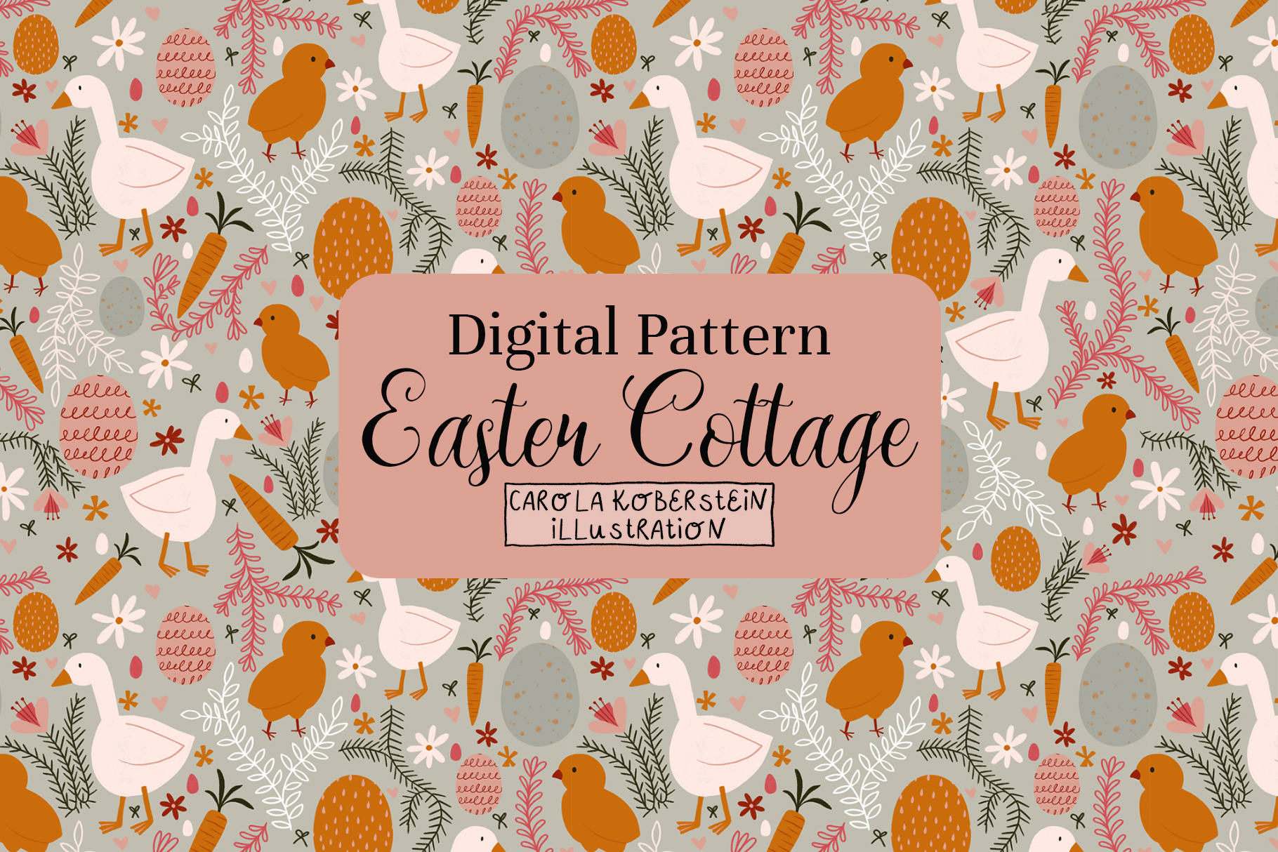 Cute digital Easter Cottage Pattern