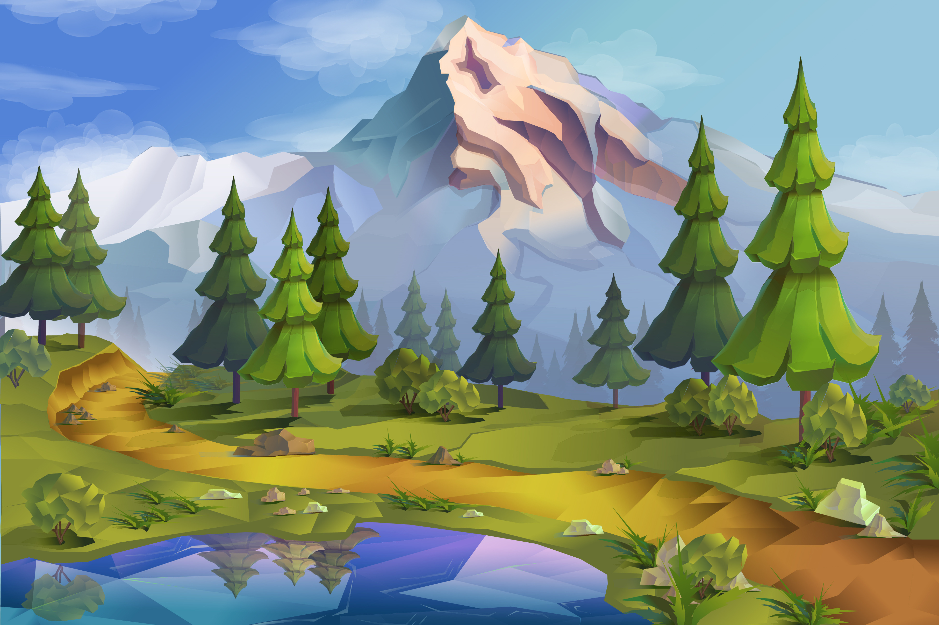 Nature, landscape, vector background, an Illustration by Allevinatis Studio