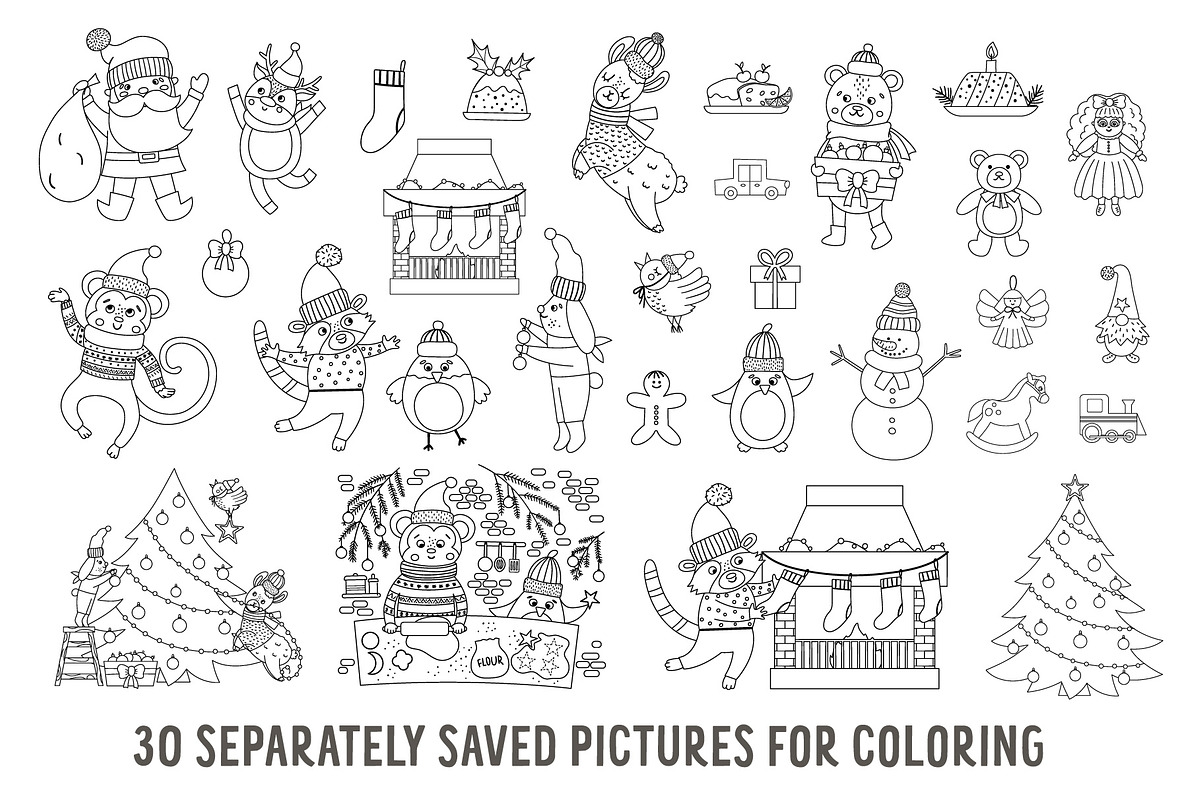 Merry Christmas Coloring Games, an Animal Illustration by Lexi Claus