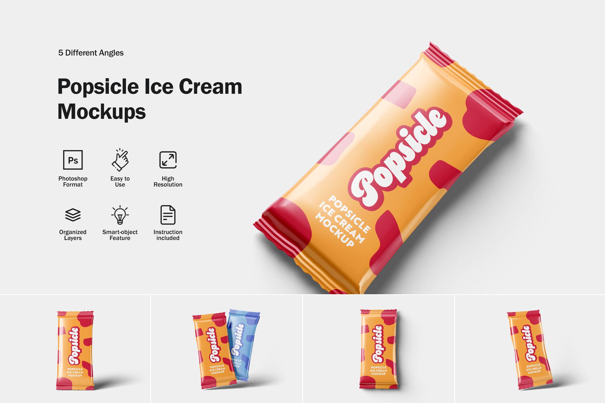 Popsicle Ice Cream Mockups, a Packaging Mockup by artimasa