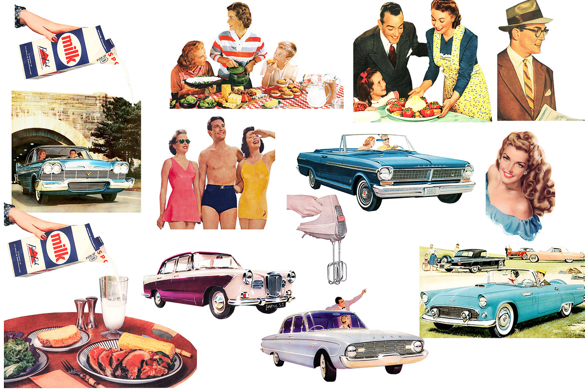 1950s Collage Art Pack, a Background Graphic by Pulpixel Design
