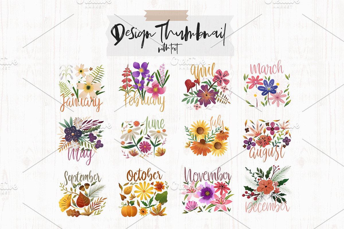 Floral Calendar Design, a Stationery Template by caocastudio | Creative ...