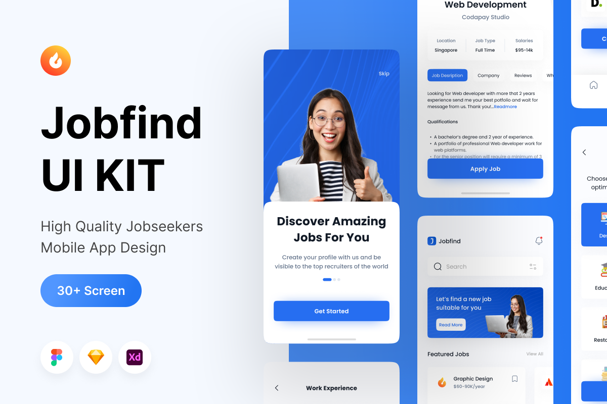 JobFind - Job Seeker UI KIT, a Device Mockup by Odama