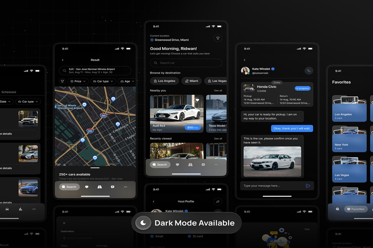 Car Rental Mobile App UI Kit - Ridezy