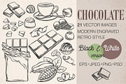 Chocolate in Engraved Style, an Object Graphic by VictoriaSergeeva