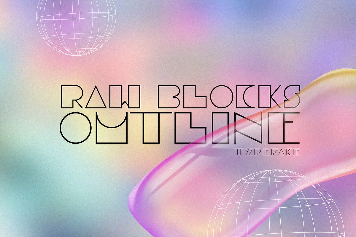 Classy Retro Font-Raw Blocks Outline, a Font by CreativeFolks