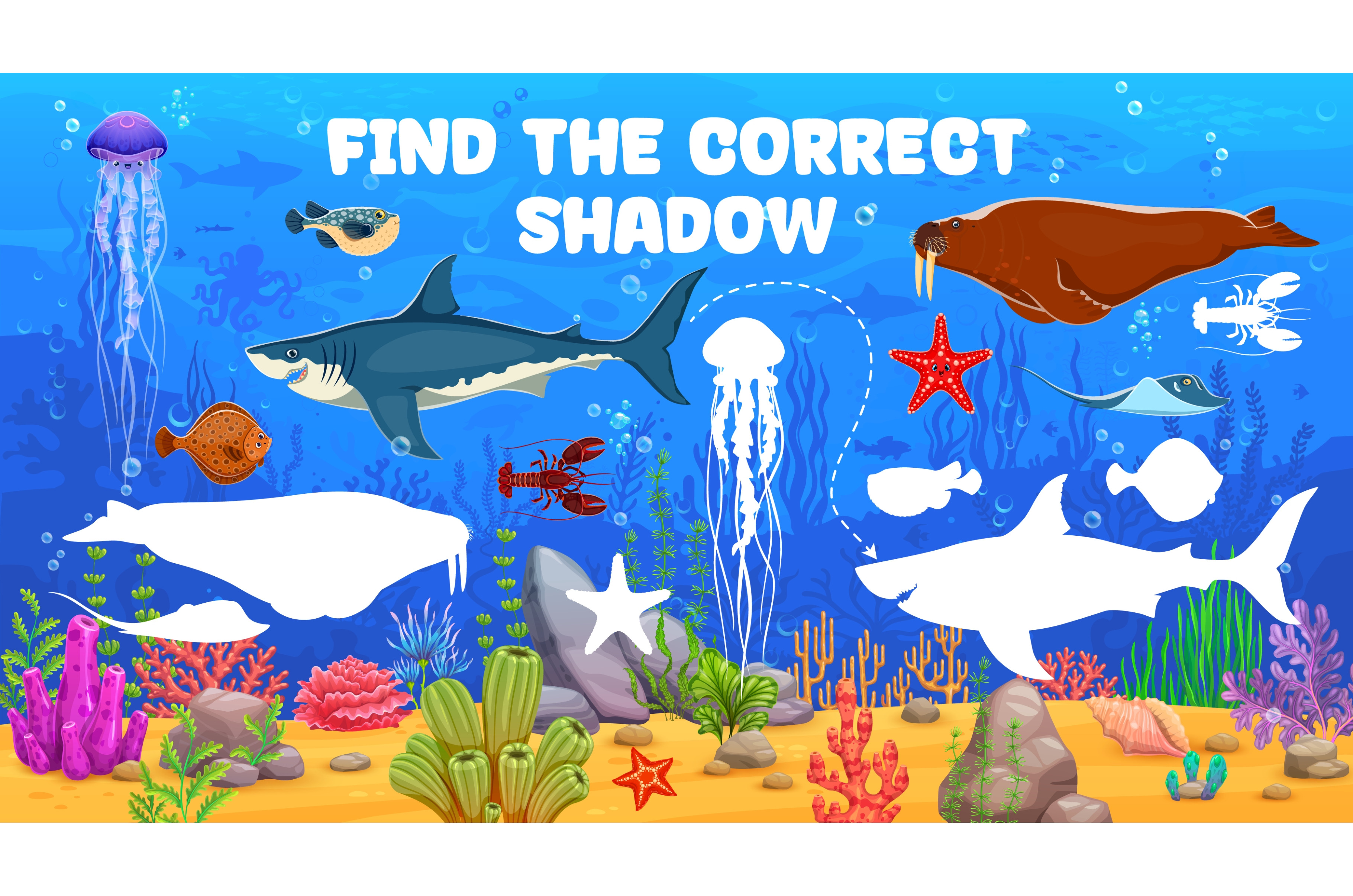 Game worksheet find correct shadow, an Education Illustration by Vector ...