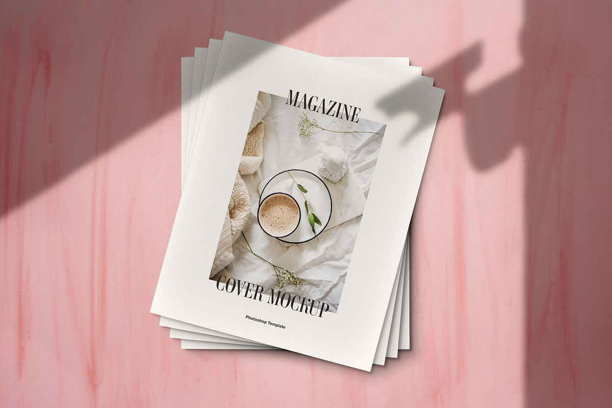 Magazine Stack Cover Mockup Scene, a Print Template by veila.me