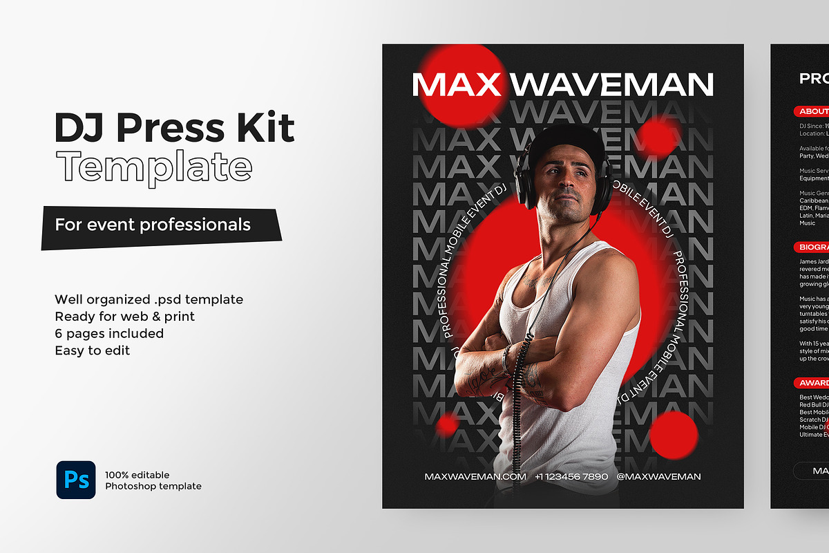 DJ Press Kit Template EPK | dj epk template, dj press kit template ...