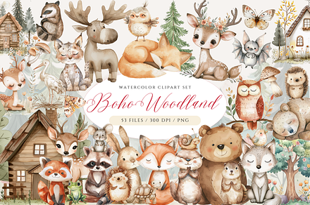 Picnic woodland animal clipart | Creative Market