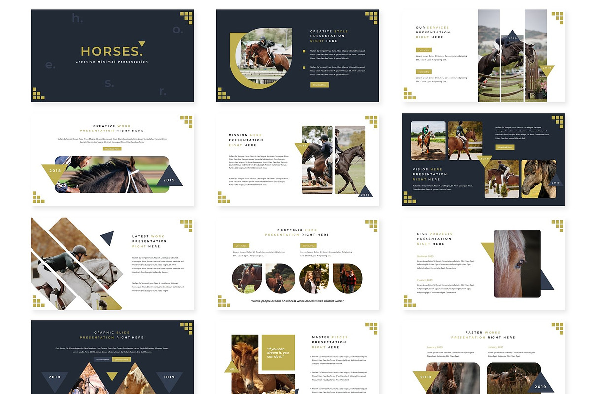Horses - Google Slides Template, a Presentation Template by AQR Studio