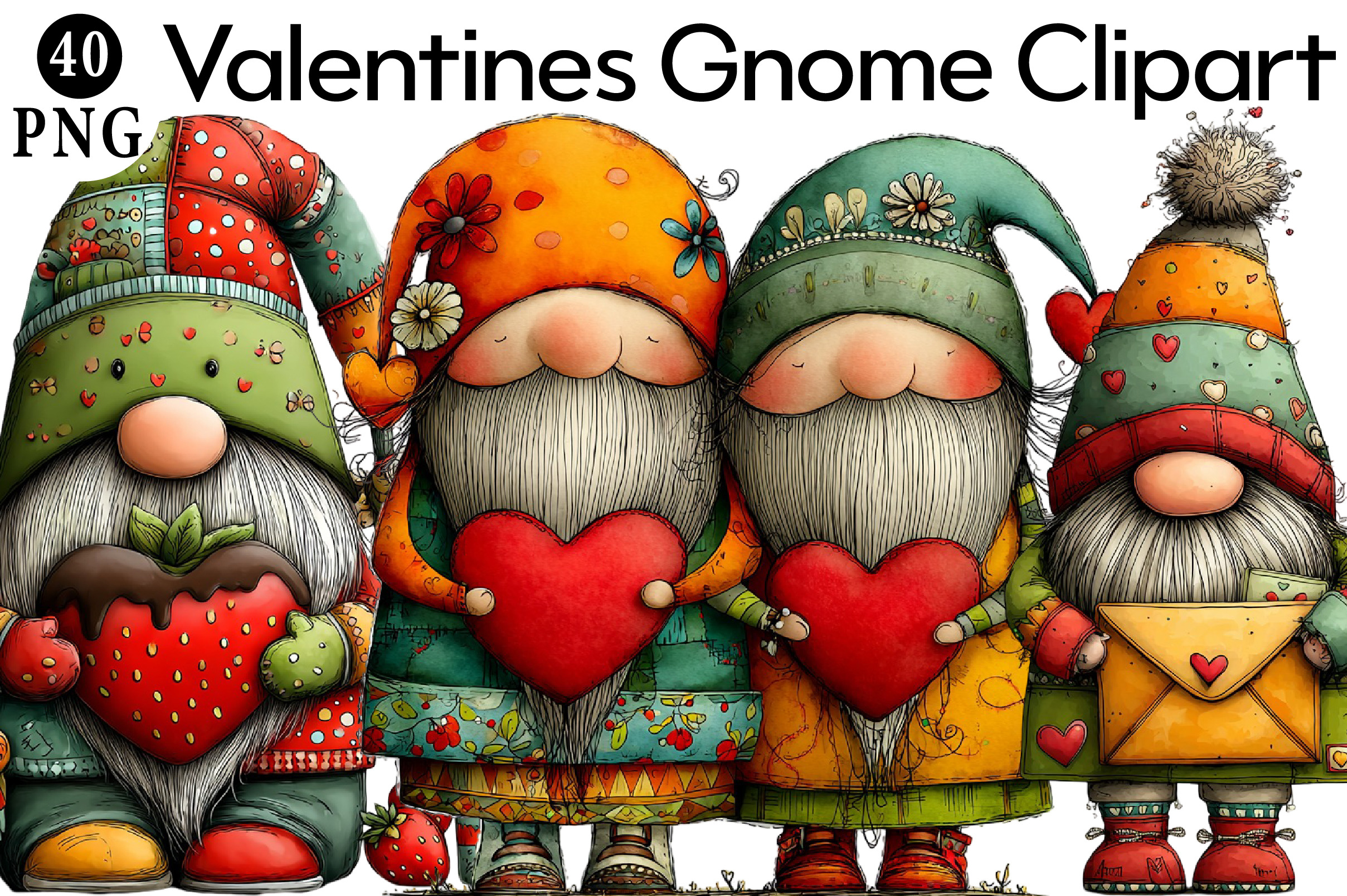 Valentines Gnome Clipart Bundle, an Illustration by Daily.Designs