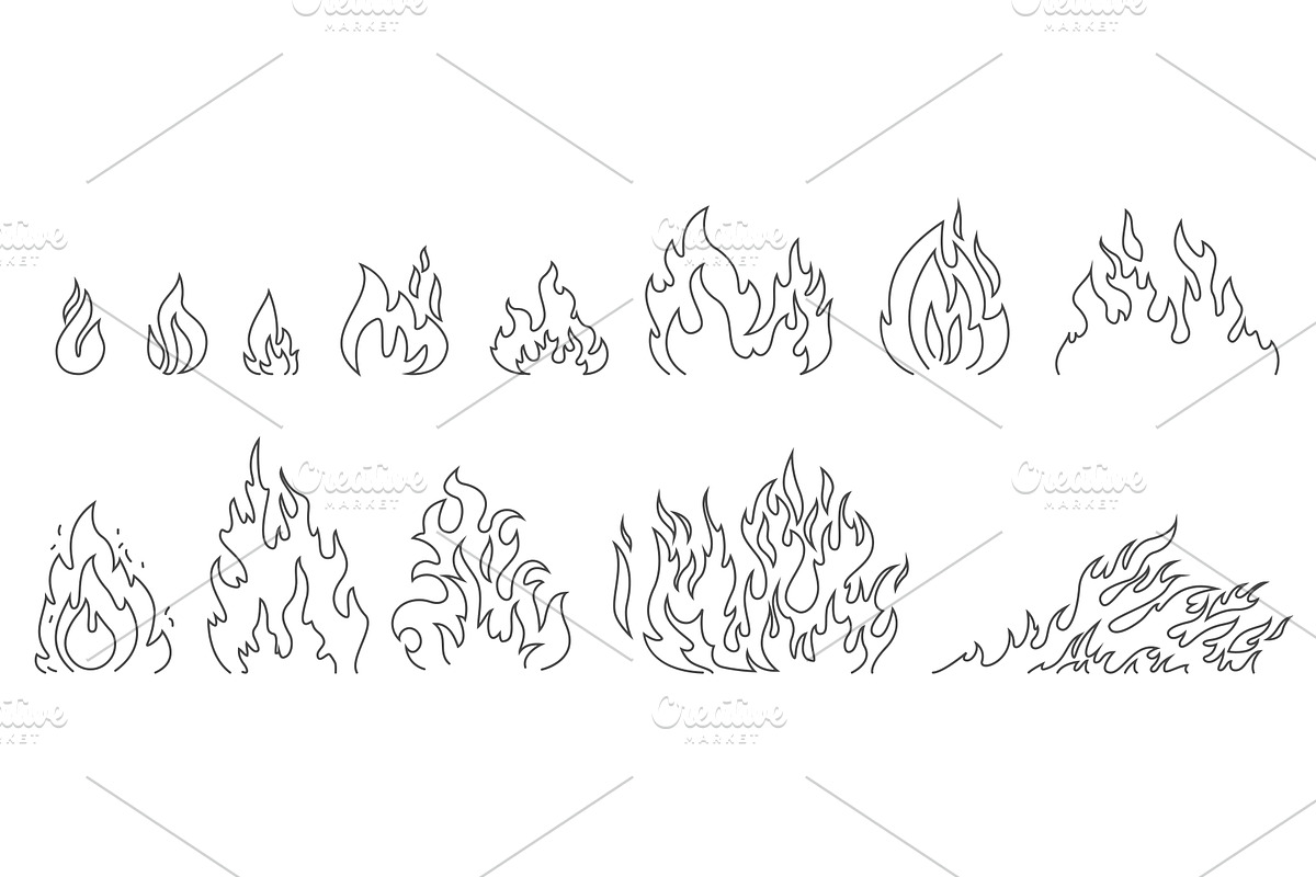 Hand drawn flame line doodle, an Object Illustration by Lemberg Vector