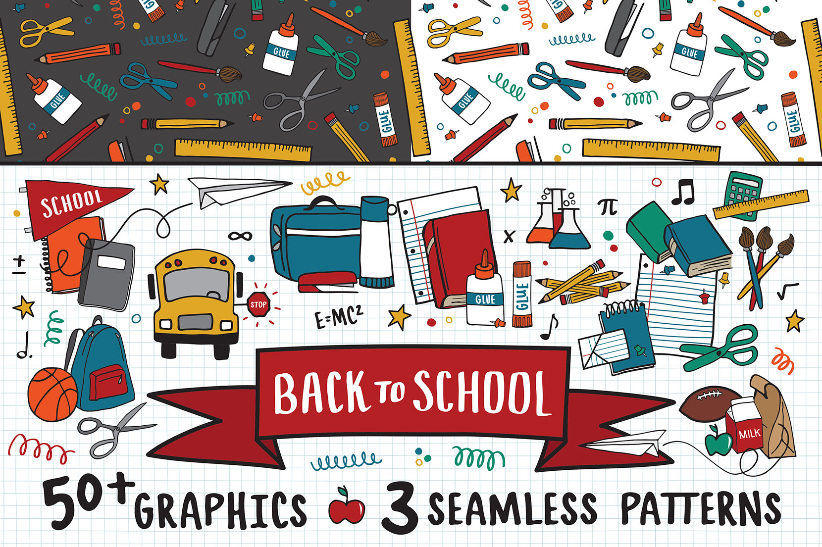 Back to School Graphics + Patterns, an Education Illustration by ...